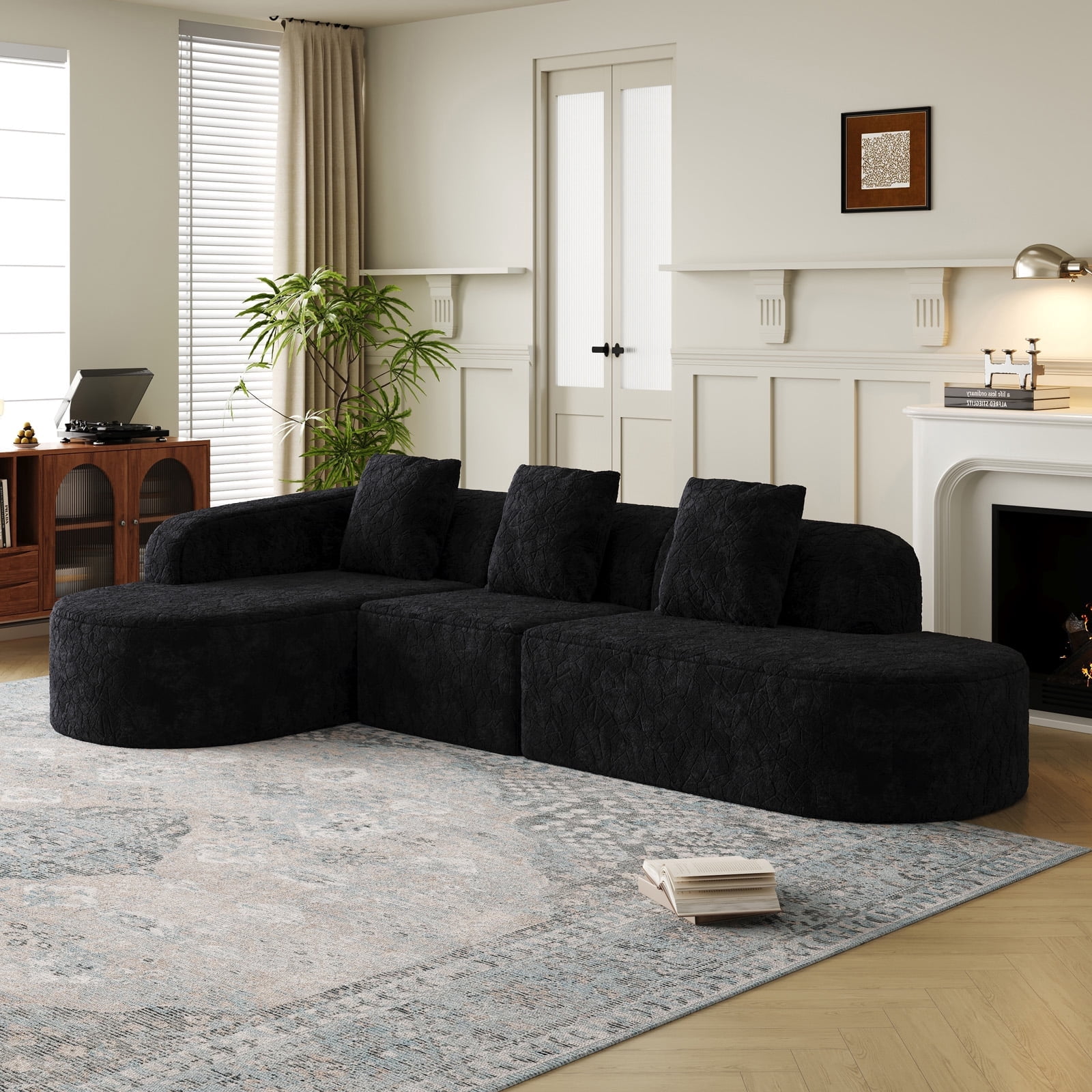 L-Shaped Modular Sectional Sofa with Right Chaise, Boneless Deep Seat ...