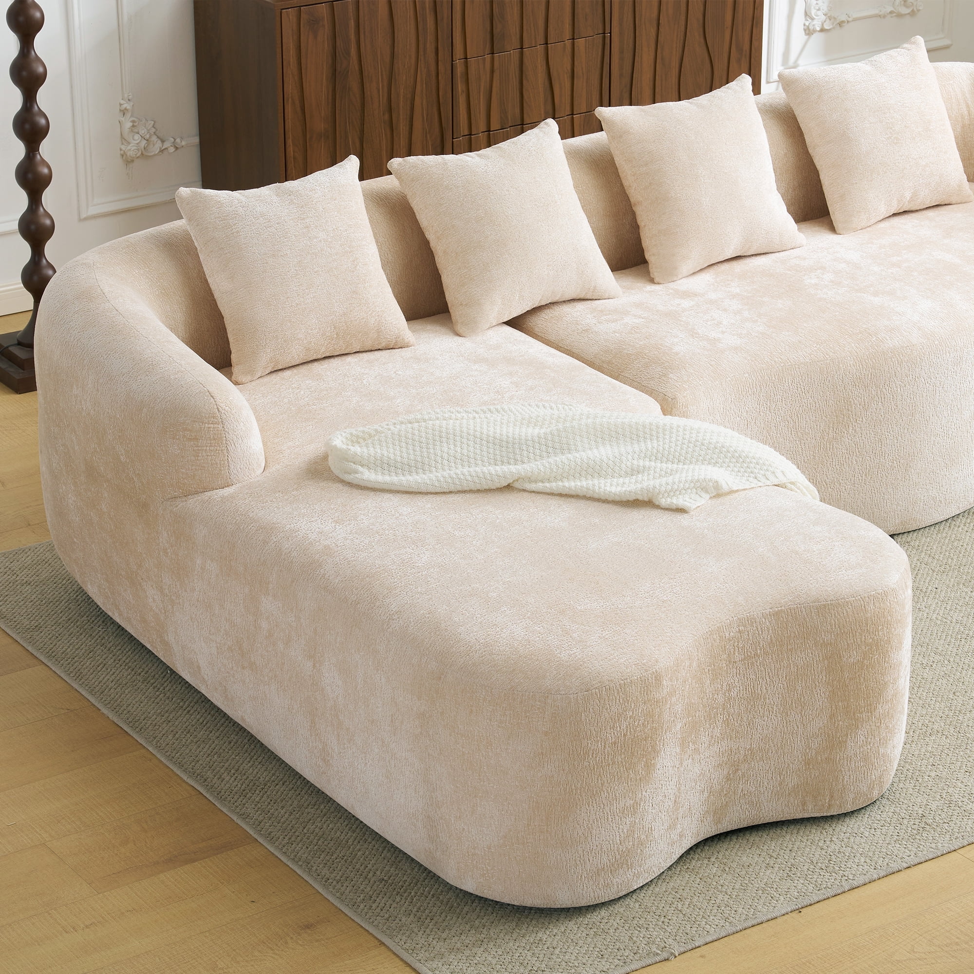 L-Shaped Modular Sofa with Wide Armrests - Deep Seat, Raised Backrest ...
