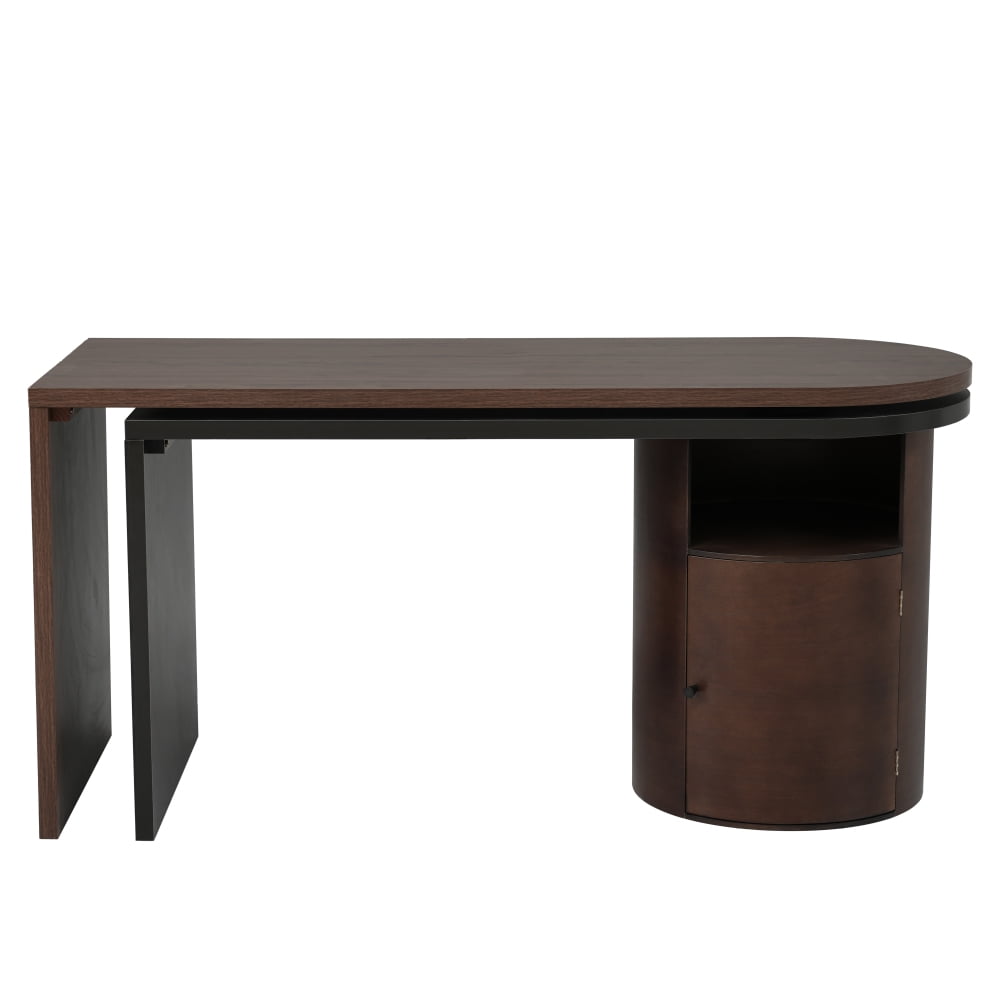 L Shaped Office Desk with Open Storage Space and Cabinet, 360° Wood ...