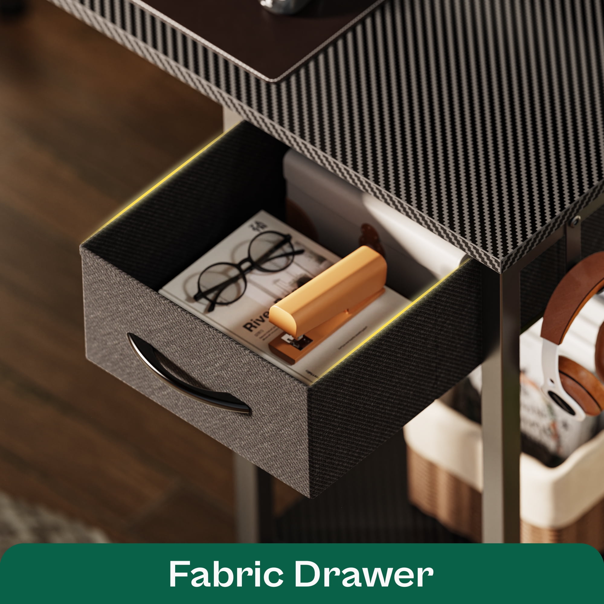 L Shaped Office Desk with Power Outlets, ComputerDesk with Drawers ...