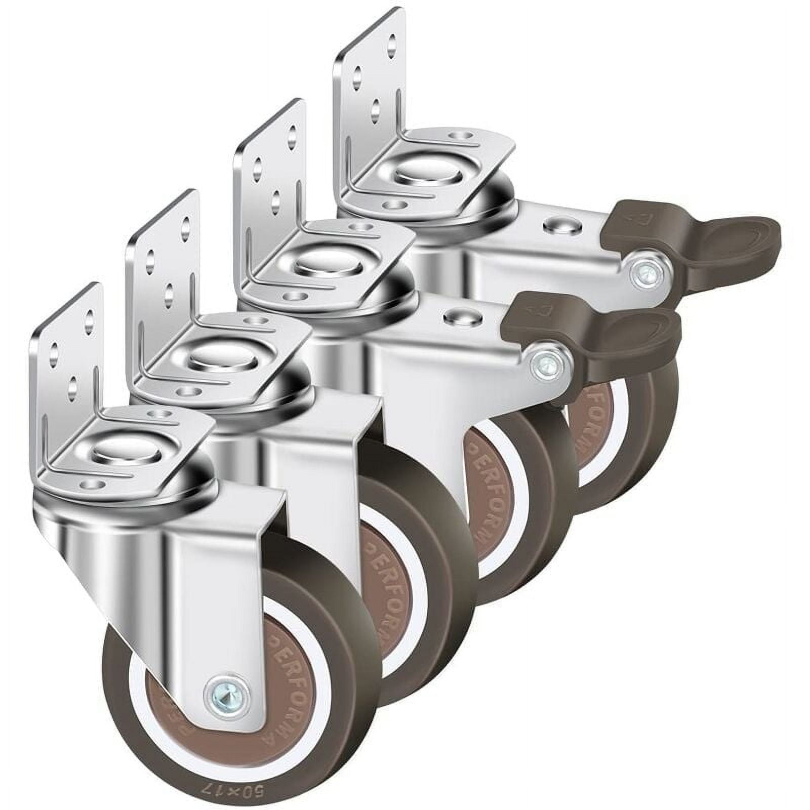 L-Shaped Plate Swivel Caster Set, 50mm Tpr Rubber Wheels For Safe ...