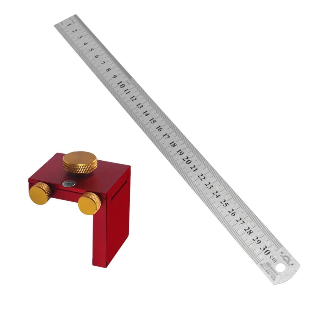 L-Shaped Positioning Block + Steel Ruler (B) $ Woodworking Scriber ...
