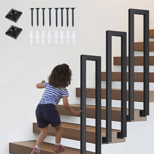 L Shaped Railing for Stairs, Indoor Modern Non-Slip Decorative ...