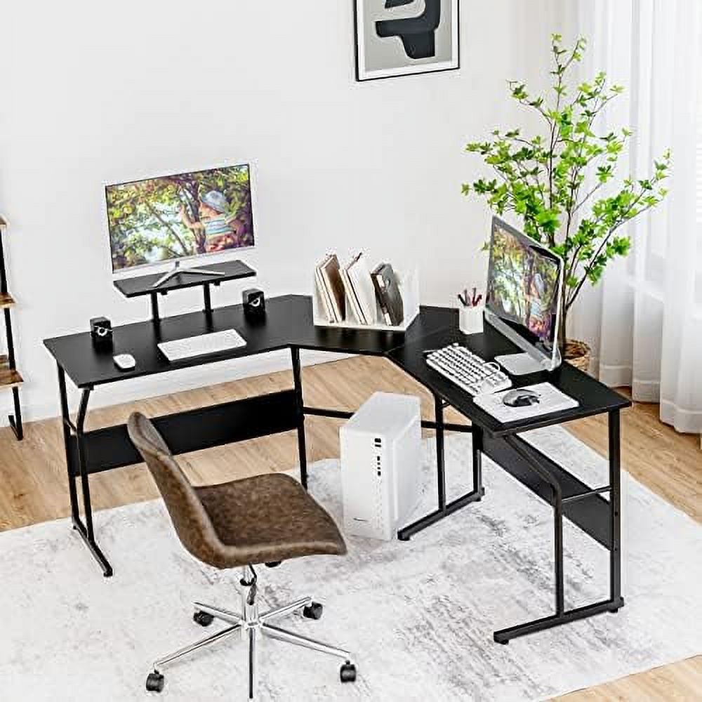 L-Shaped Reversible Computer Desk 2 Person Long Computer Workstation w ...