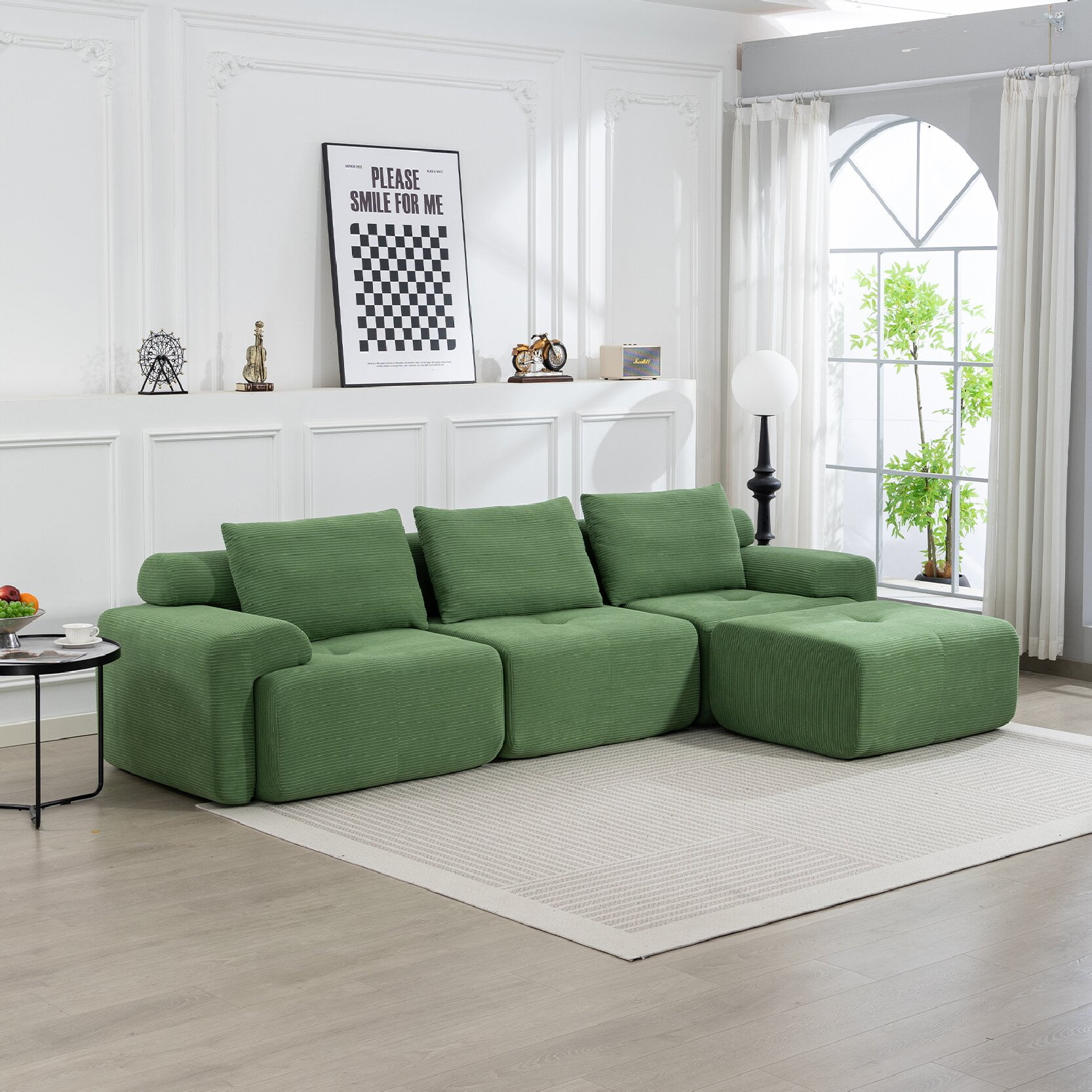 L-Shaped Sectional Couches with Memory Foam & Steel Frame, No Assembly ...