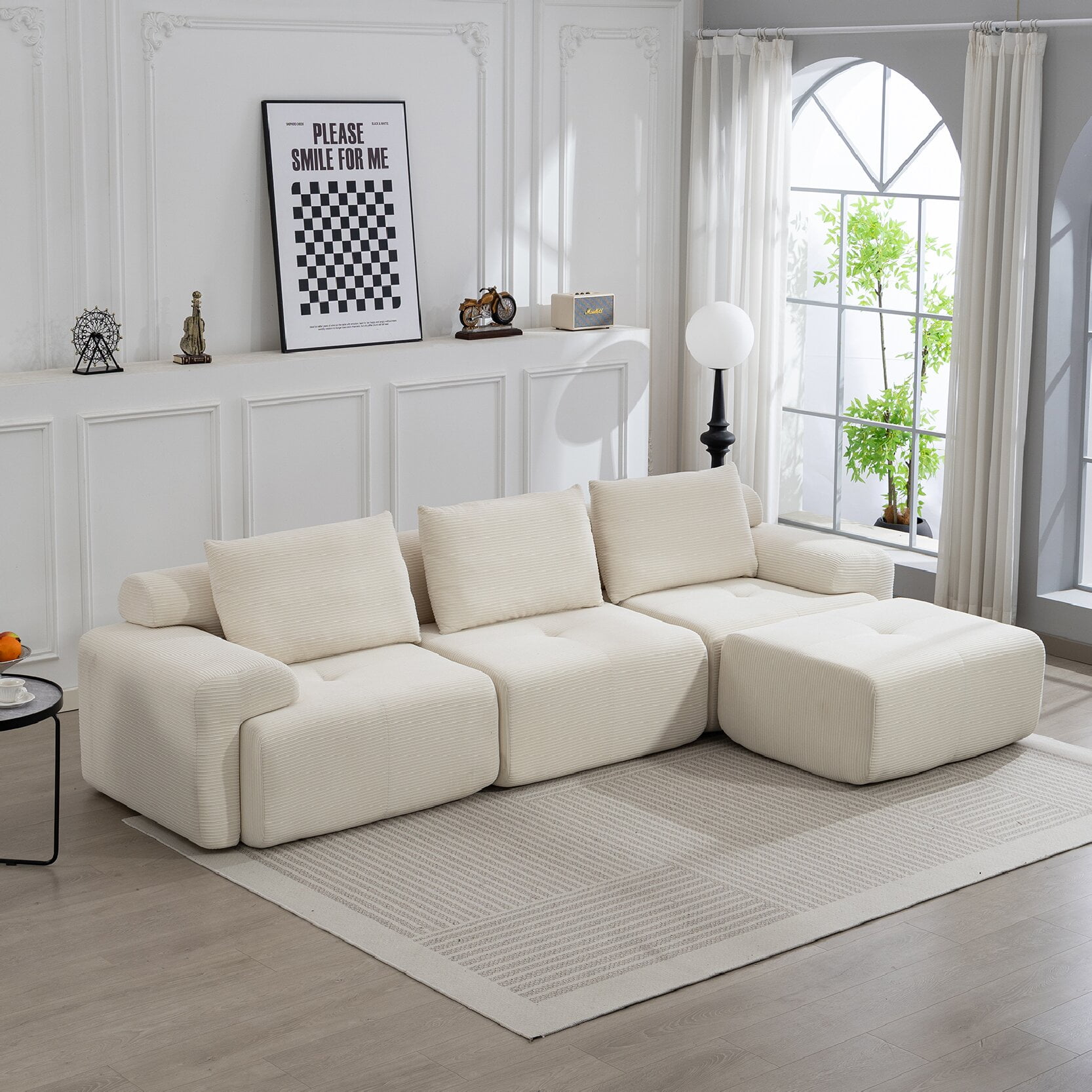 L-Shaped Sectional Couches with Memory Foam & Steel Frame, No Assembly ...