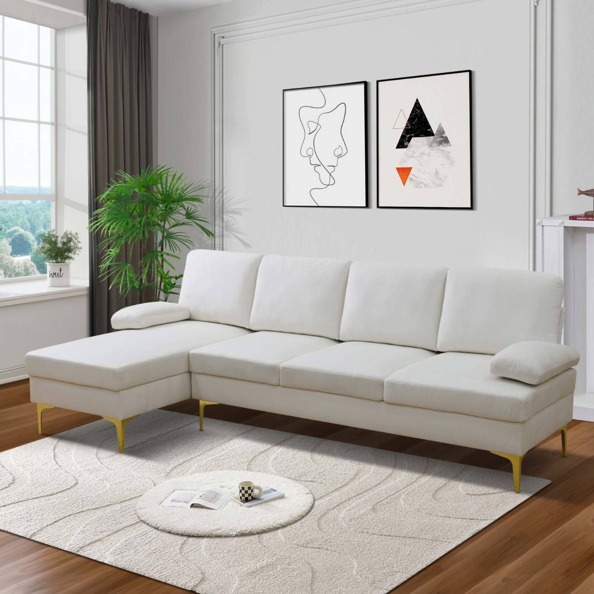 Free Shipping! TrumanPick L-Shaped Sectional Sofa Couch Off-White ...
