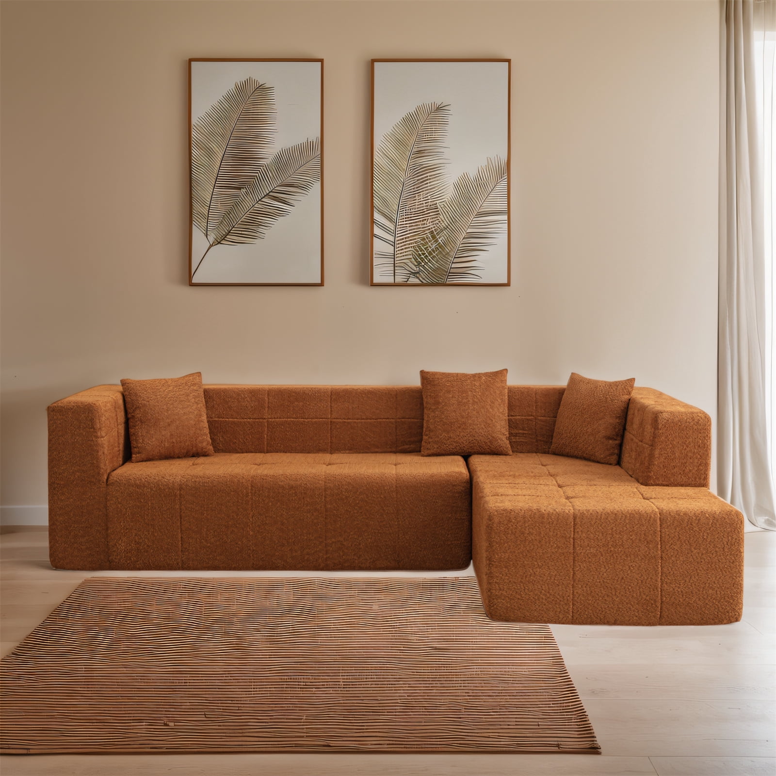 L-Shaped Sectional Sofa Couch, Comfy Upholstered Cloud Couch for Living ...