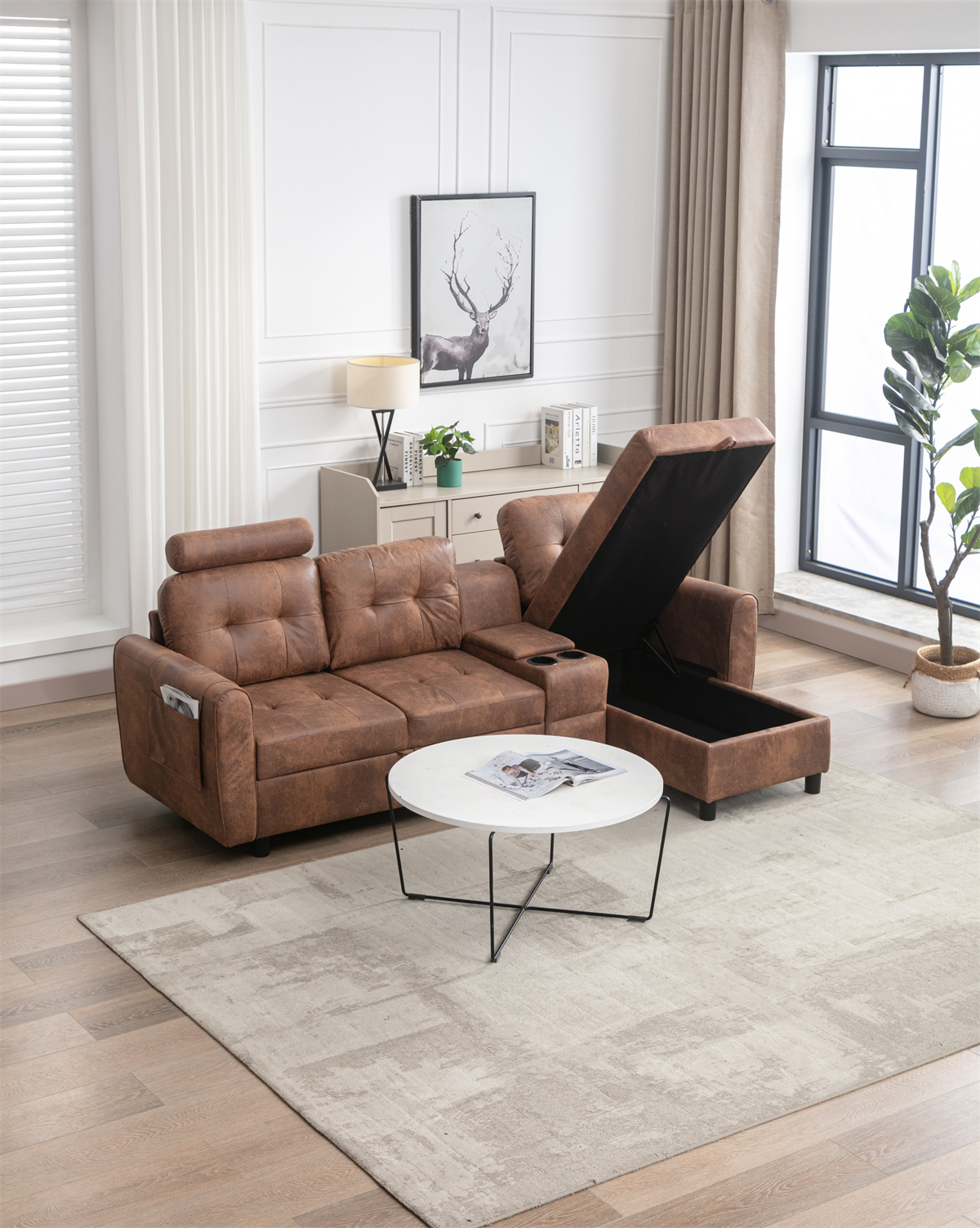 L-Shaped Sectional Sofa Couch,Sectional Sofa with Storage Chaise and ...