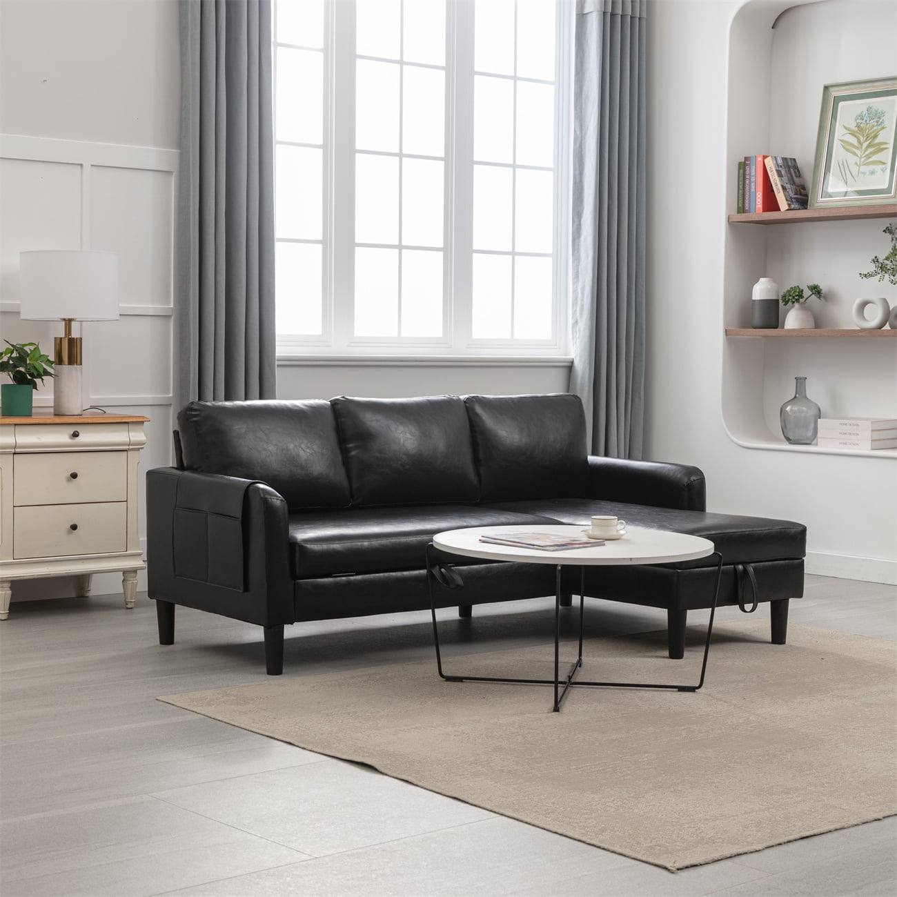 L-Shaped Sectional Sofa, Modern Sectional Sofa Bed with Storage ...