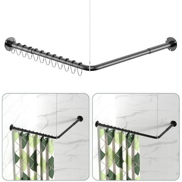 Misounda Adjustable L Shaped Shower Curtain Rod, 304 Stainless Steel ...