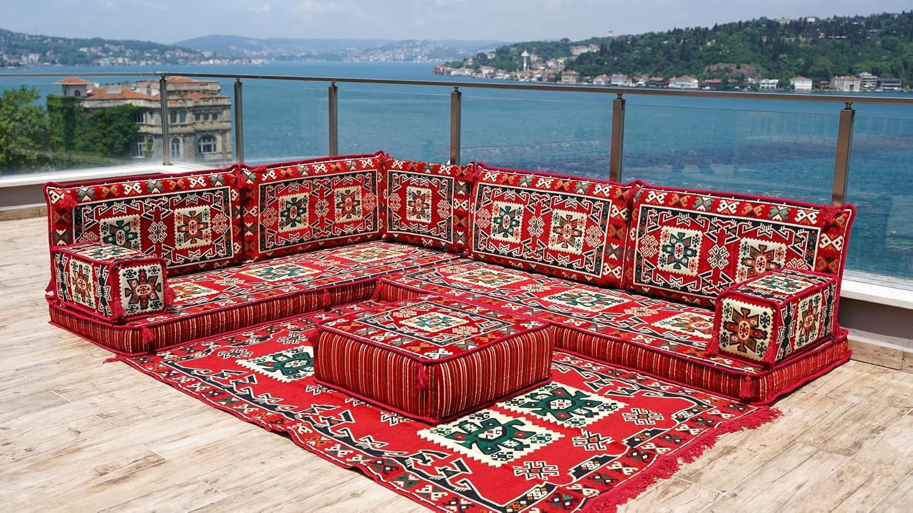 L Shaped Sofa Sectionals for Living Room, Arabic Floor Sofa Set, Floor ...