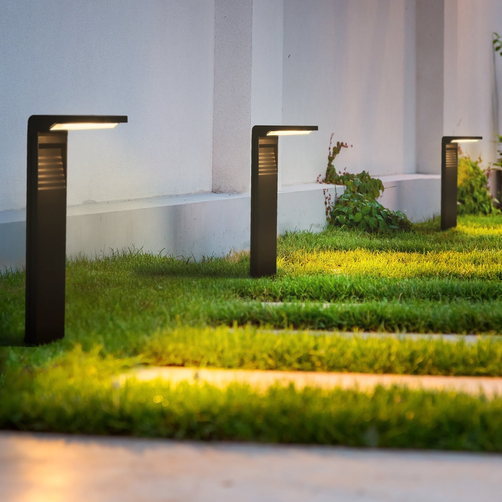 L-Shaped Solar Pathway Lights 2-Pack, 16.14in Height with Short 7.09in ...