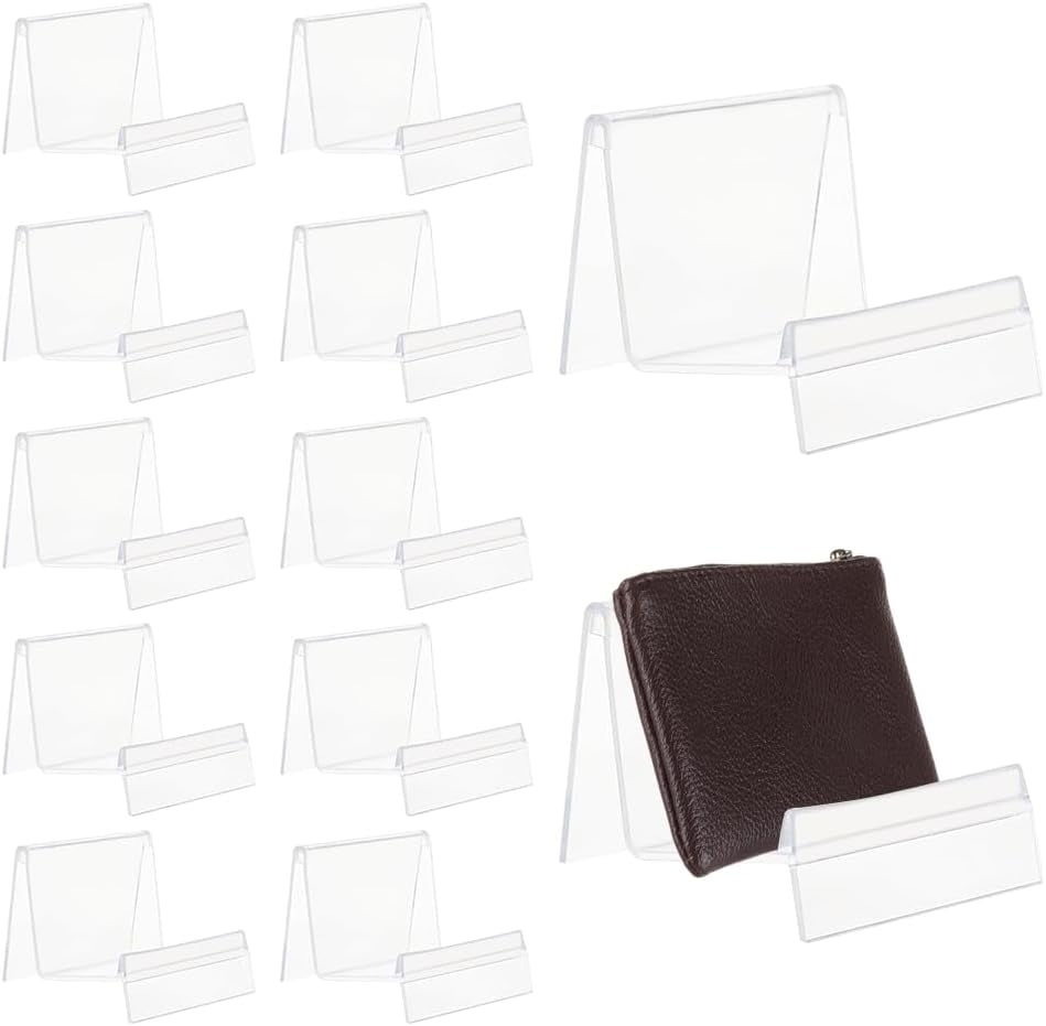 L Shaped Transparent Plastic Wallet Display Stands Clear 6.9x7.55x6.7cm ...