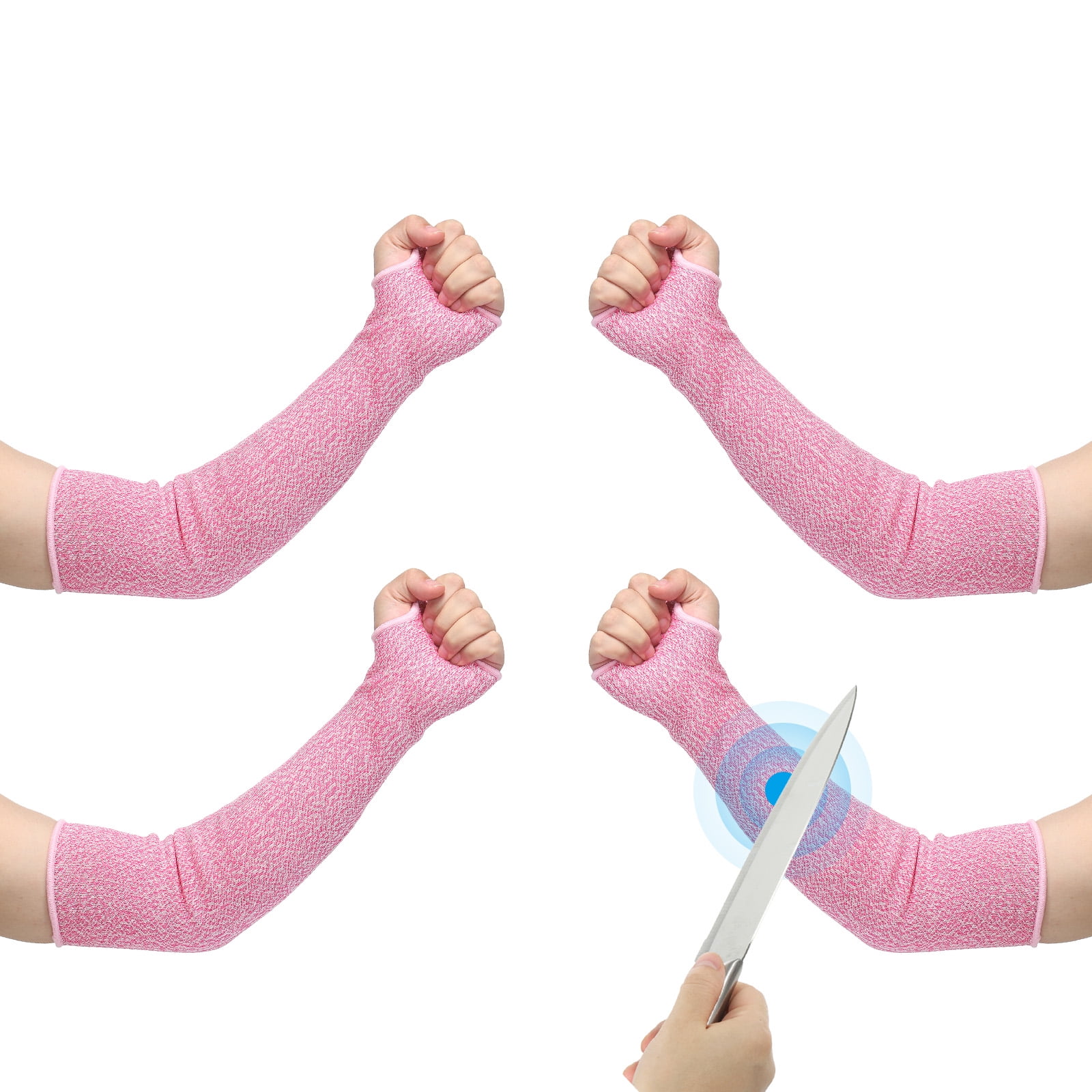 L Size Arm Protectors Sleeve Cut Resistant Sleeve with Thumb Hole Pink ...