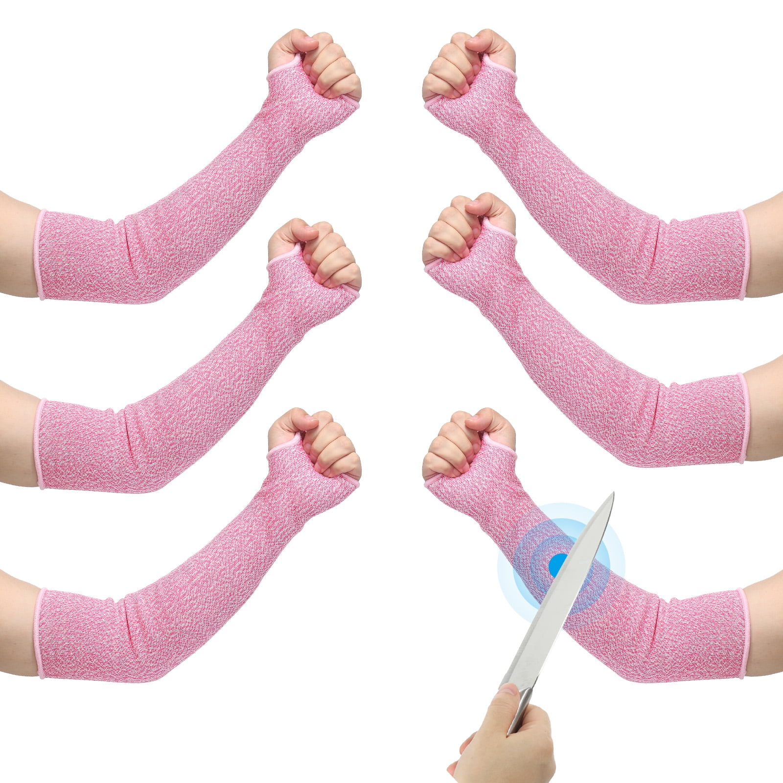 L Size Arm Protectors Sleeve Cut Resistant Sleeve with Thumb Hole Pink ...