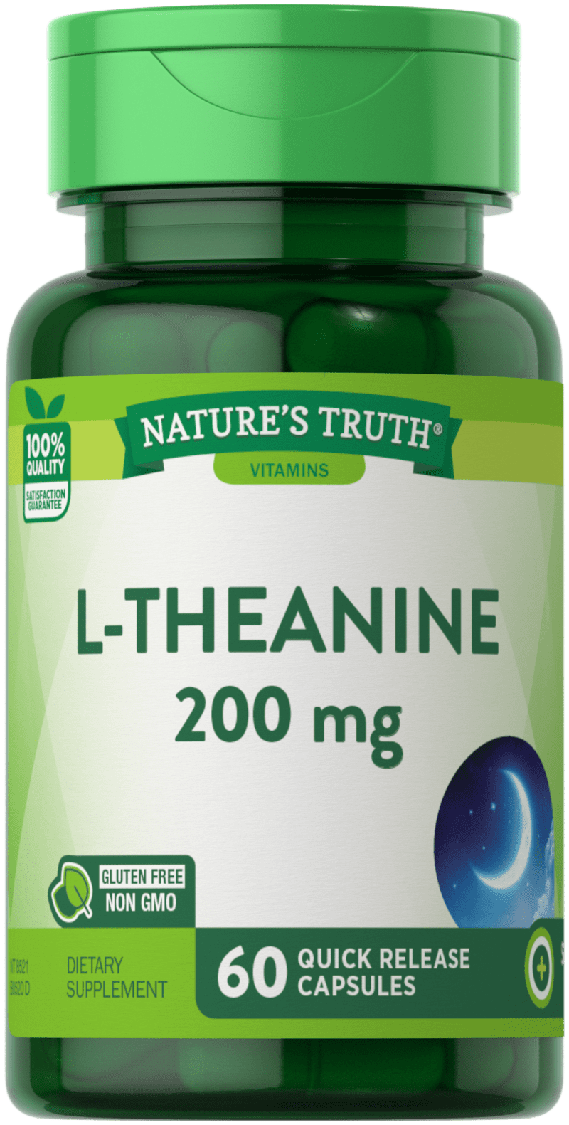 L-Theanine 200mg | 60 Capsules | Non-GMO & Gluten Free Supplement | By Nature's Truth - Walmart.com