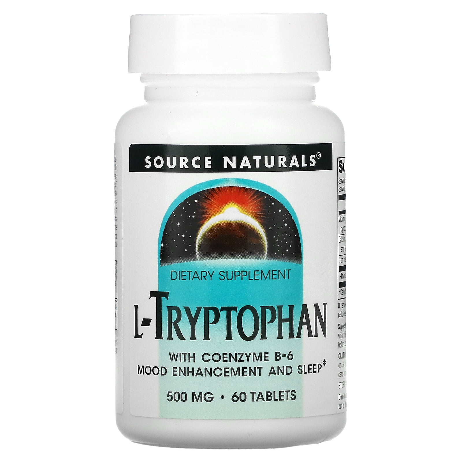 L-Tryptophan with Coenzyme B-6 500mg By Source Naturals - 60 Tablet ...
