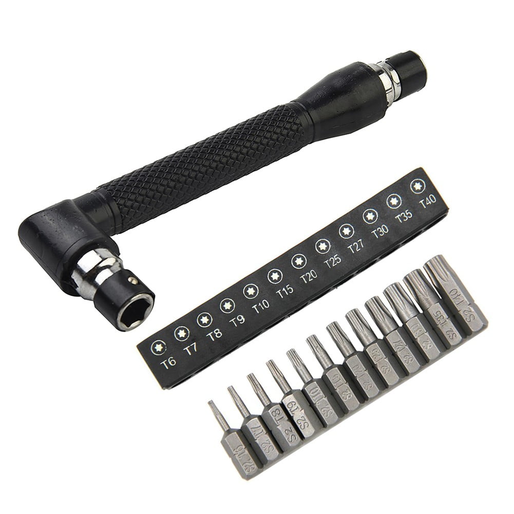 L-Type Ratchet Wrench T6-T40 Magnetic Security Torx Bits Set With Right ...