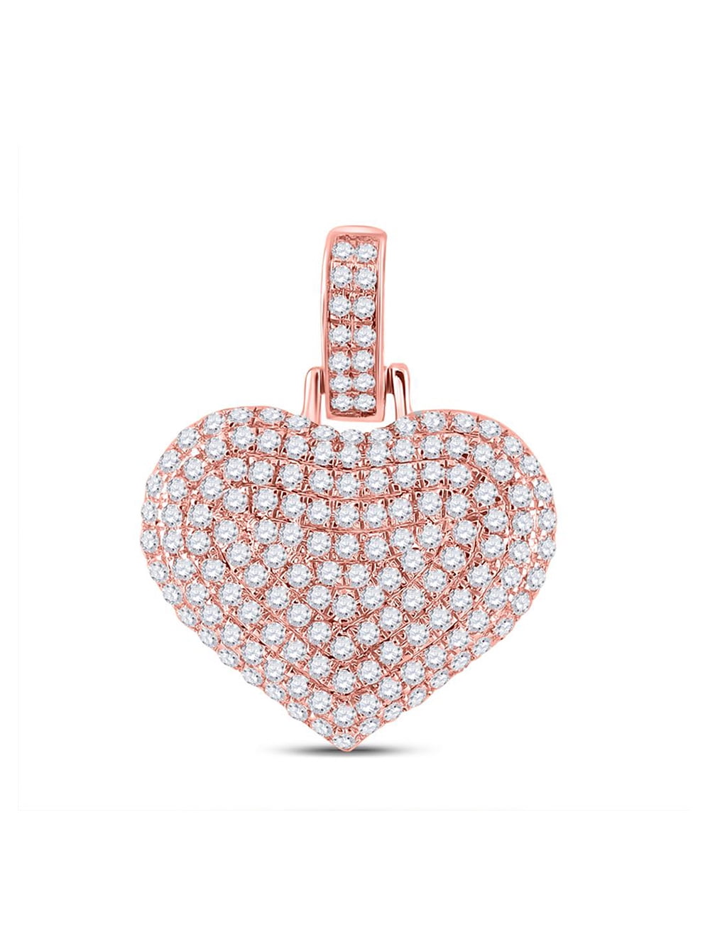 L U DIAMONDS 10k Rose Gold Diamond Charmed Lovely Heart Pendant 1/2 Ctw ...