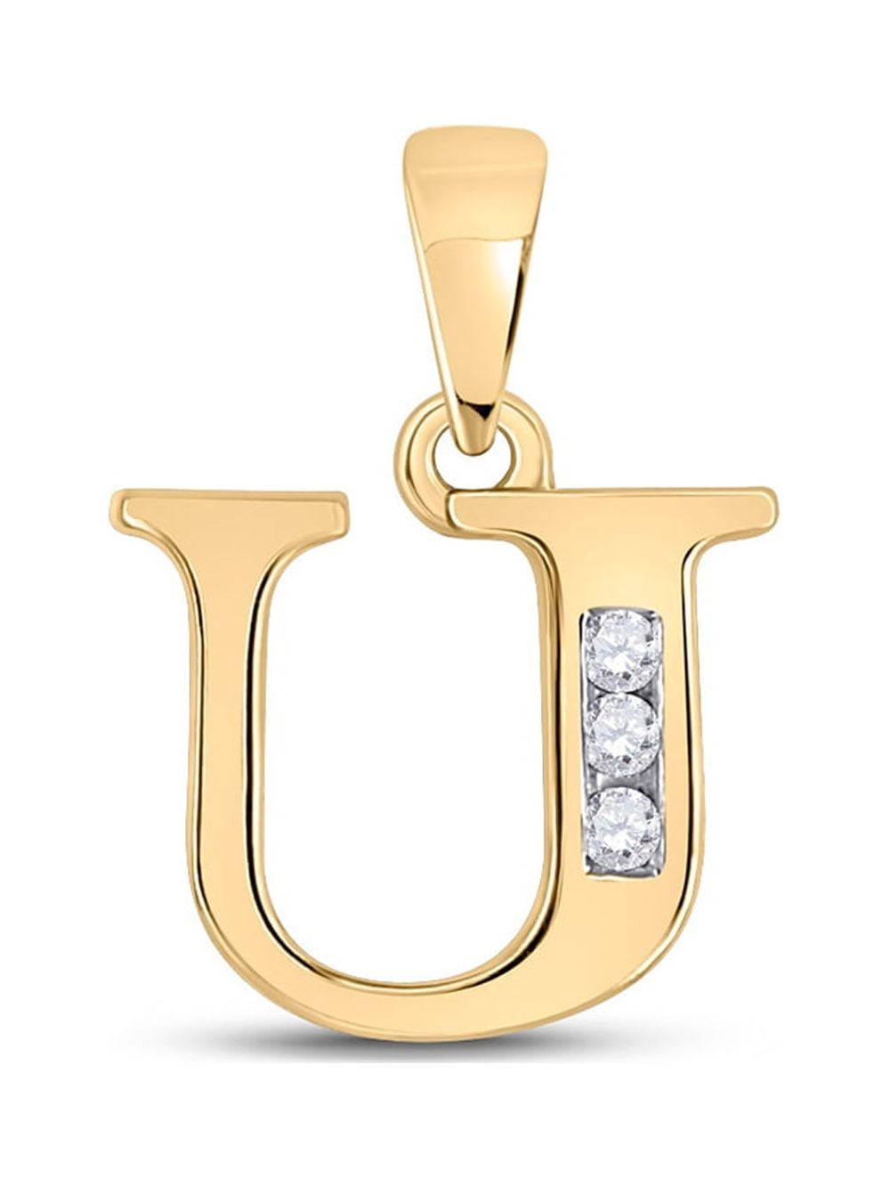 L U DIAMONDS 10k Yellow Gold Diamond U Initial Letter Pendant 1/20 Ctw ...