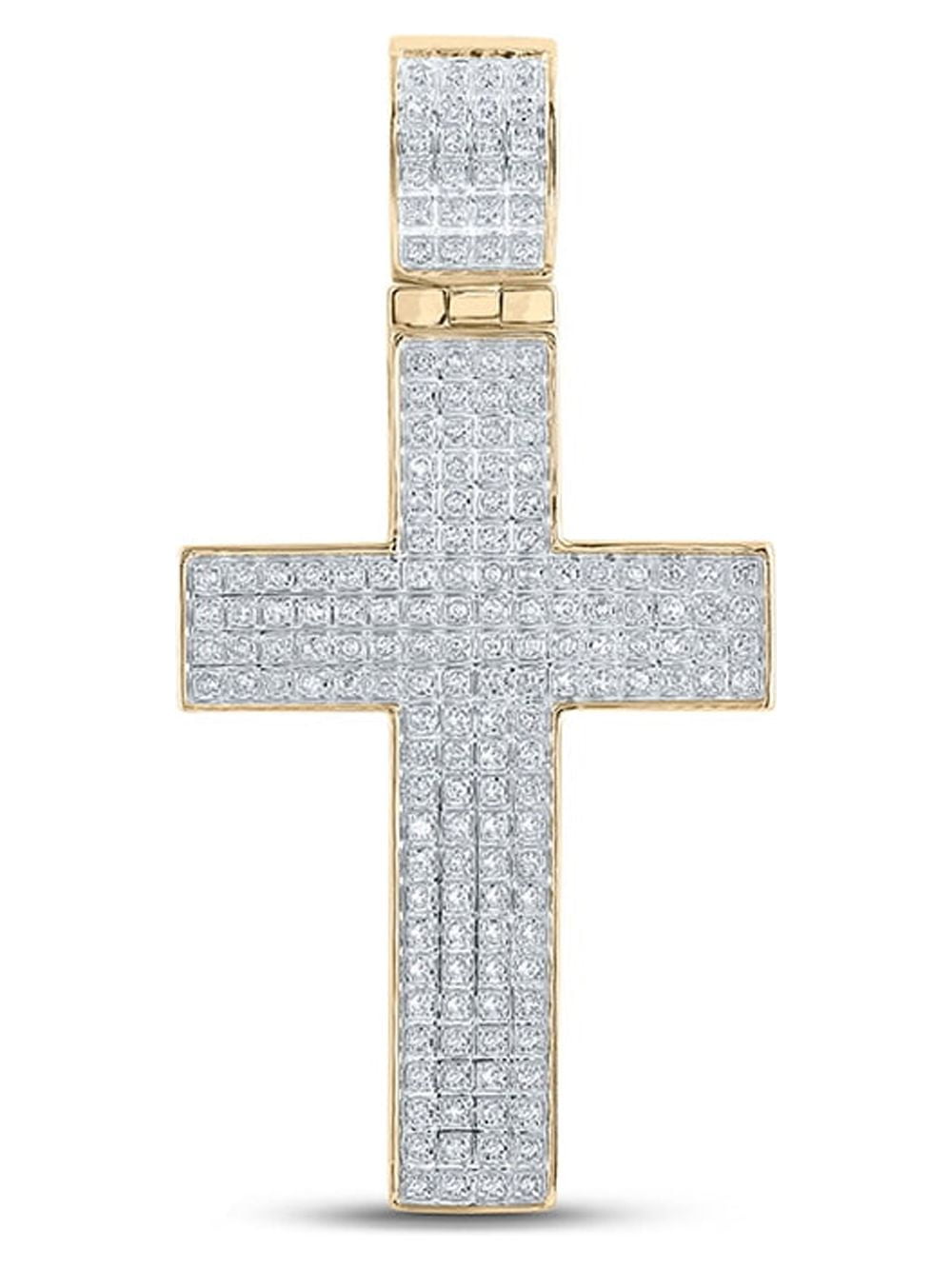 L U DIAMONDS 10k Yellow Gold Mens Diamond Cross Charm Pendant 1/2 Ctw ...