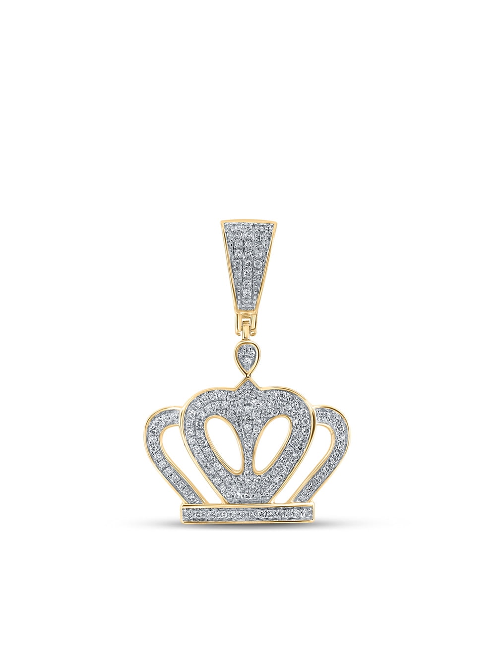 L U DIAMONDS 10k Yellow Gold Mens Diamond Crown Charm Pendant 1/2 Ctw ...