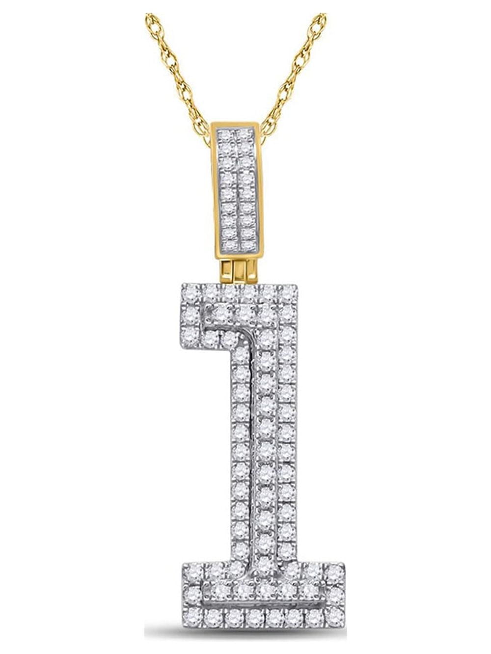 L U DIAMONDS 10k Yellow Gold Mens Diamond Number 1 Charm Pendant 1 Ctw ...