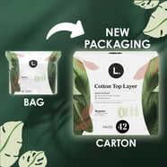 Organyc 100% Certified Organic Cotton Feminine Pads, Moderate Flow, 10 ...