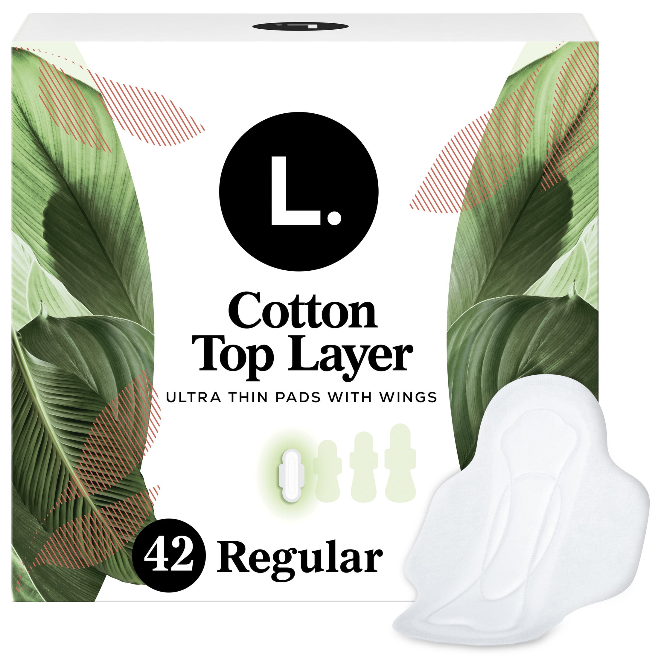 L. Ultra Thin Pads for Women, Regular Absorbency, Organic Cotton Top ...