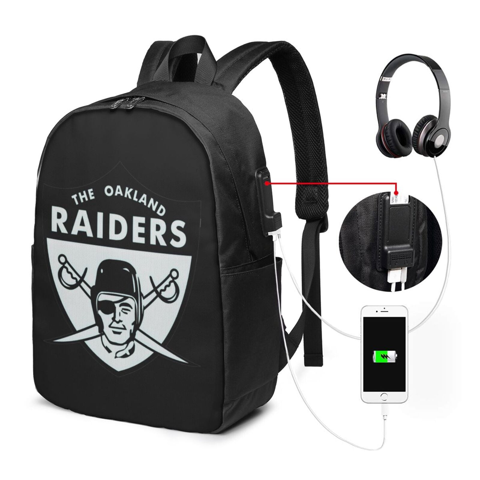 L_V_Raiders Team Travel Laptop USB Backpack 17 in, Business Anti Slim ...