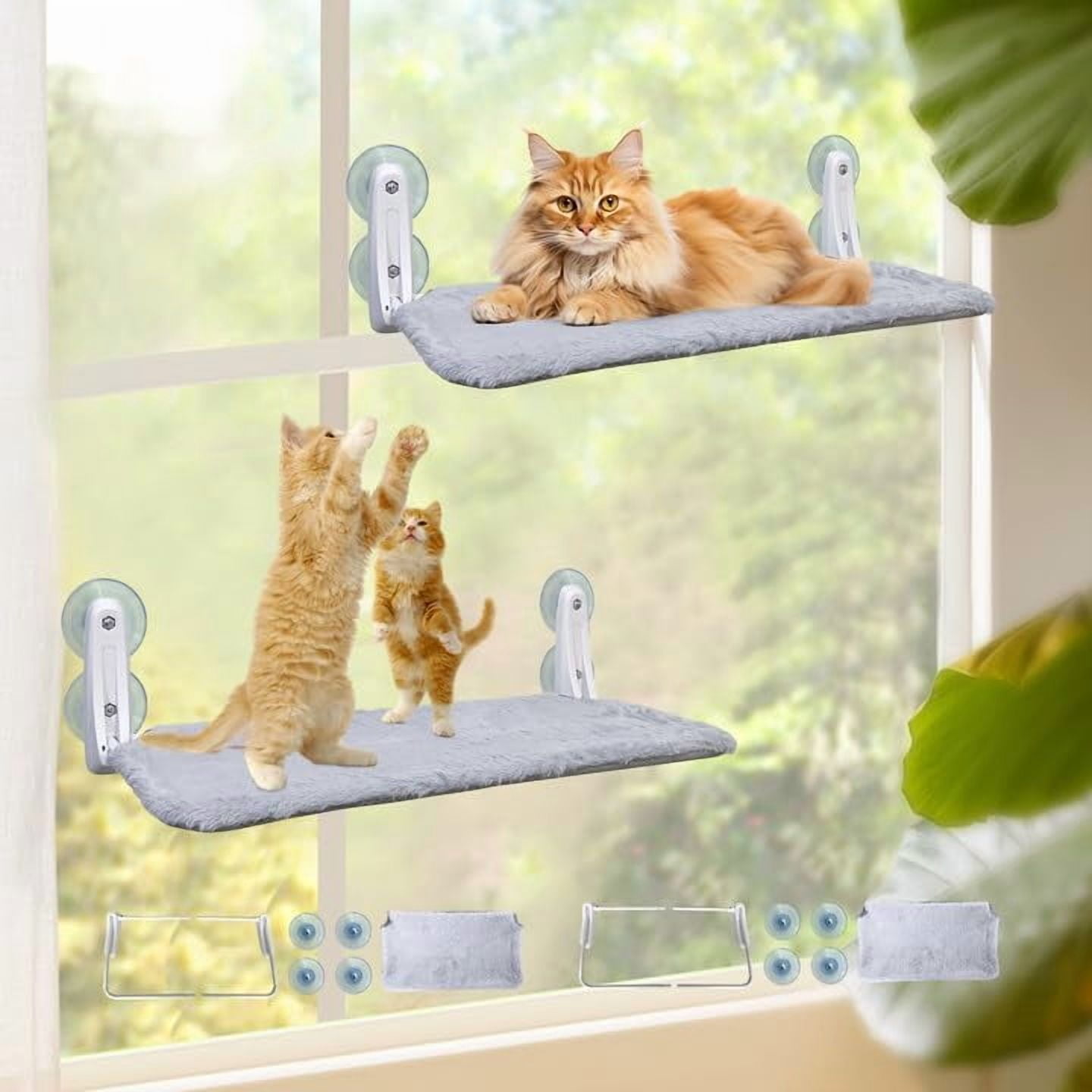 L&W BROS. 2 Pc Heavy Duty Cat Window Perch Holds up to 50 lbs, Foldable ...
