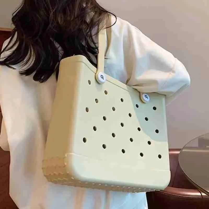 L/XL Beach Bogg Bags Summer Waterproof EVA Female Shoulder Handbag Extra Large Pool Women ...