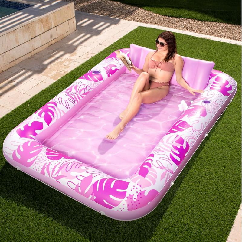 L/XL Inflatable Tanning Pool Lounge Float With Cup Holder 70X46/85x57in Extra Large Pool Floats ...