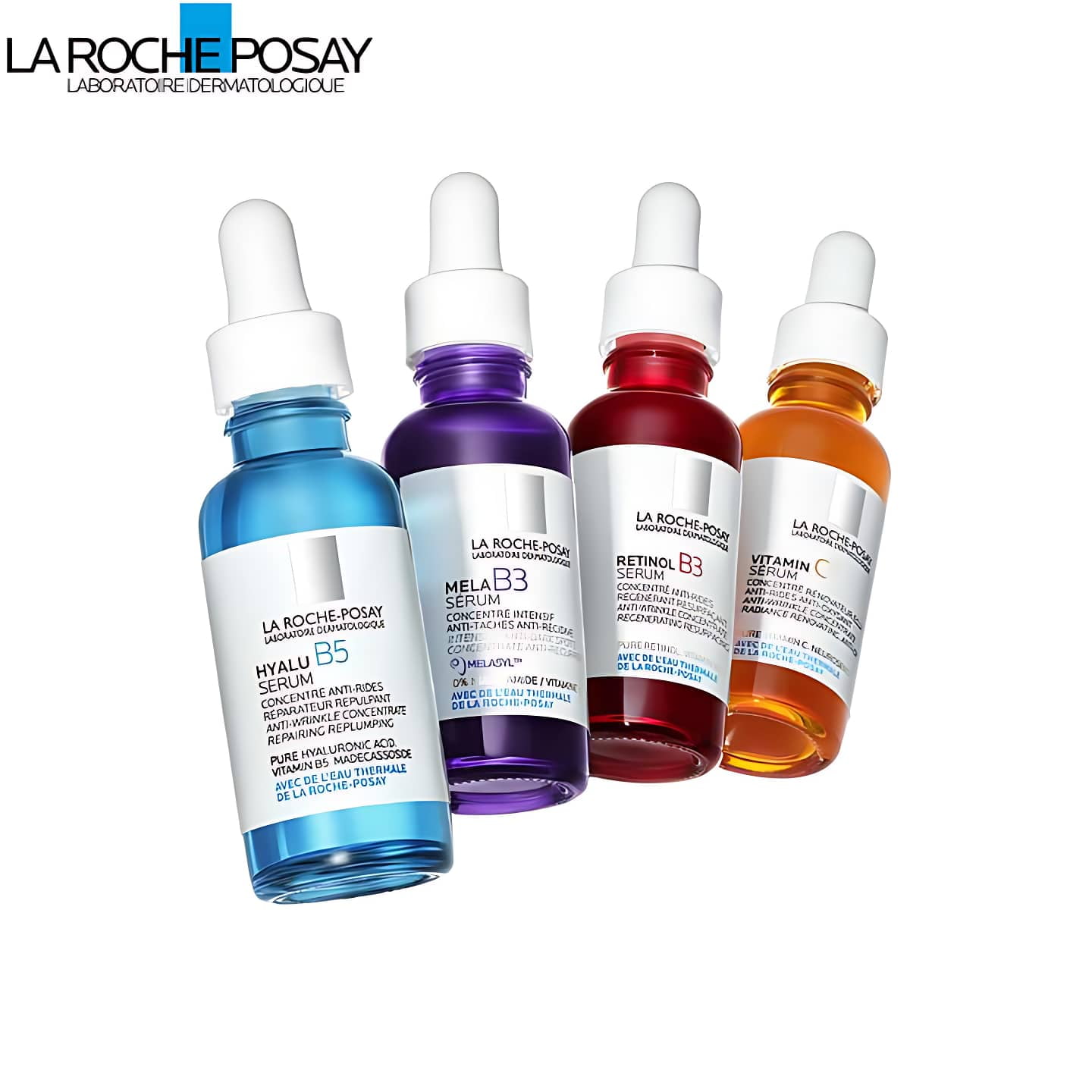 L·a Ro·che Po·say Anti-Aging Serum 4PC Set - Hyalu B·5 Pure Hyaluronic Acid Serum, Mel·a B·3 ...