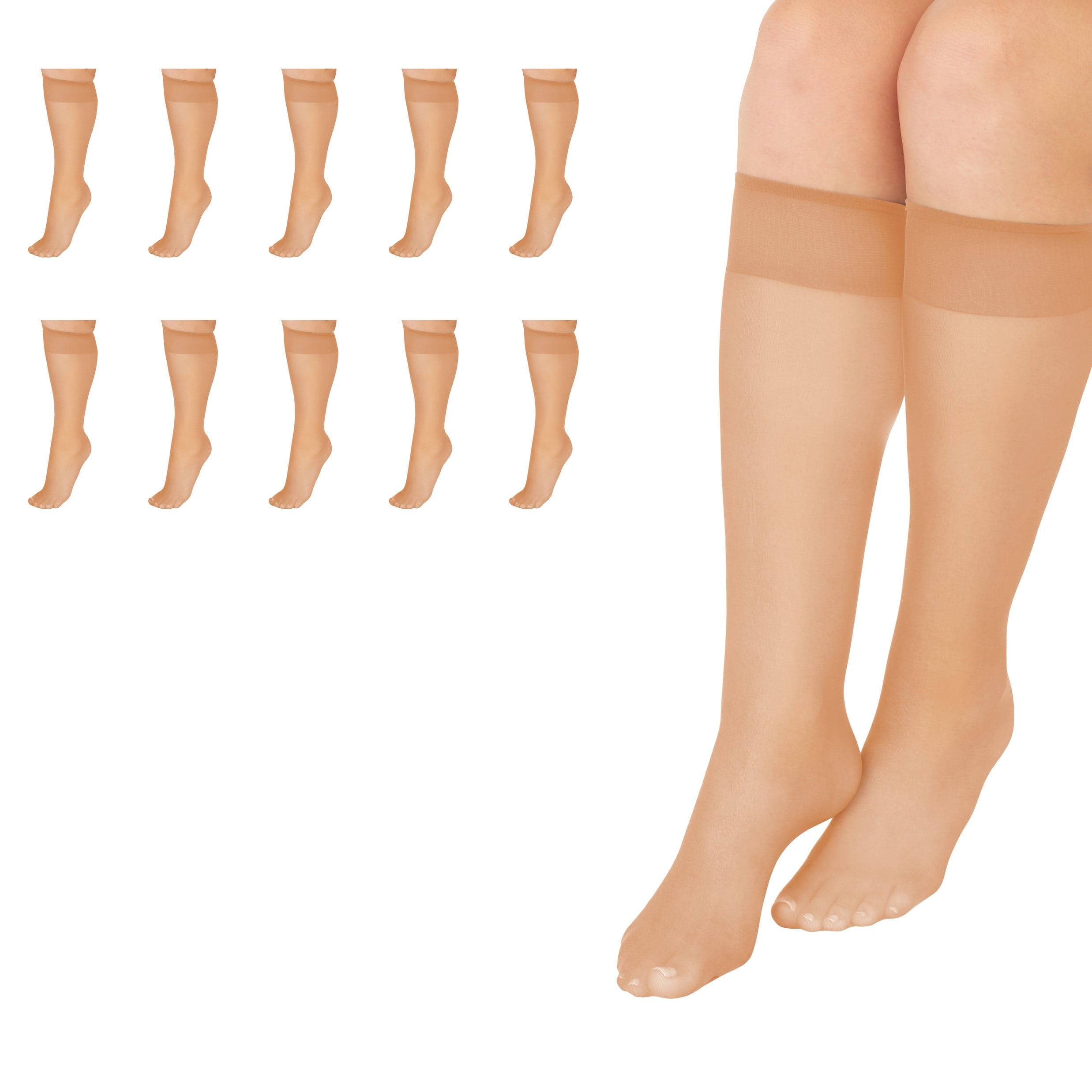 L'eggs Brand Everyday Women's Nylon Knee Highs Stockings Sheer Toe, 10 ...
