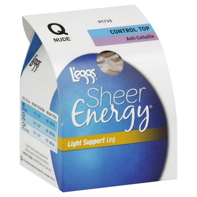 L'eggs Sheer Energy Control Top Sheer Toe Anti-Cellulite Pantyhose ...