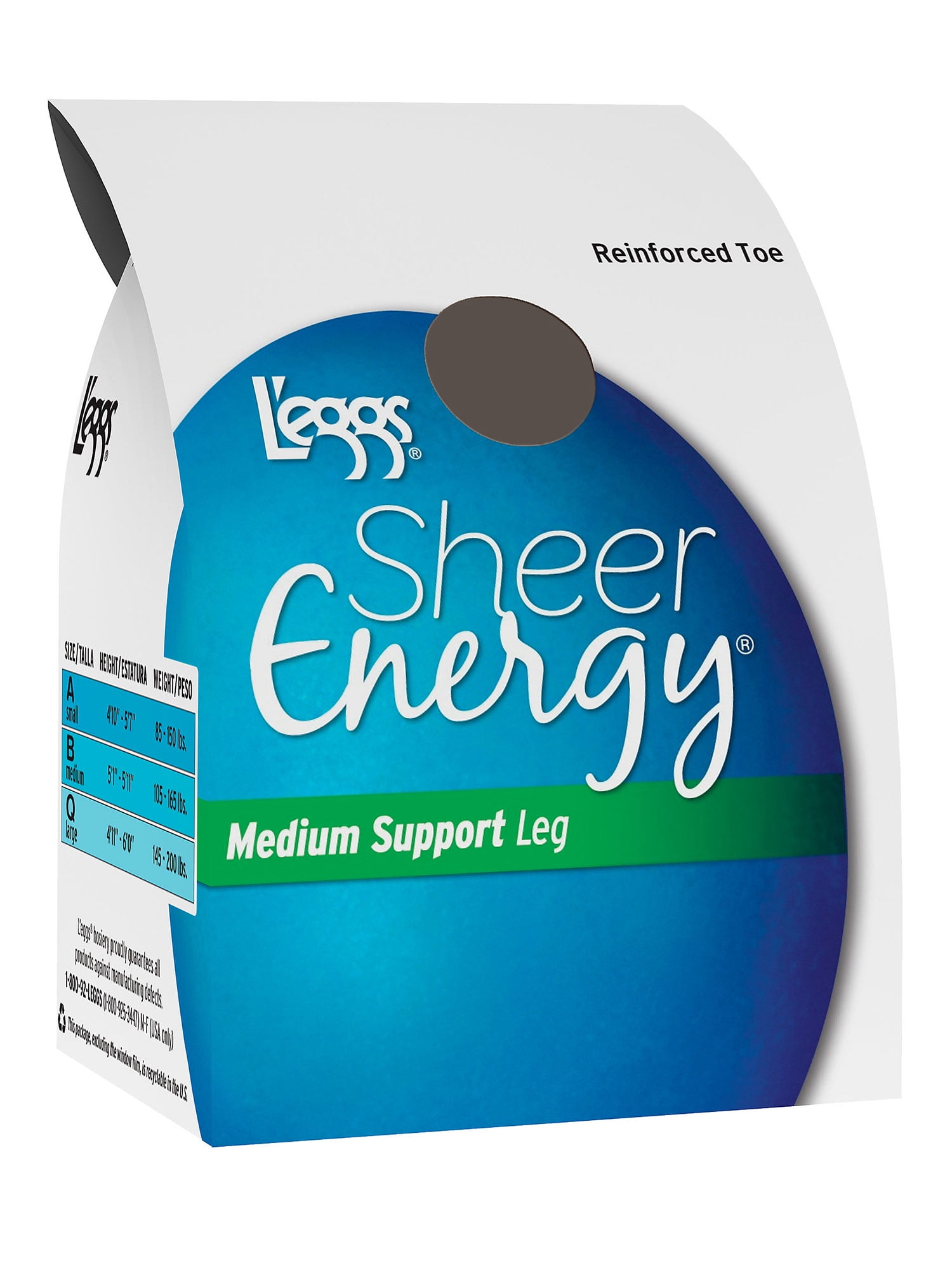 L'eggs Women's Sheer Energy 6-Pack Regular Pantyhose, Reinforced Toe ...