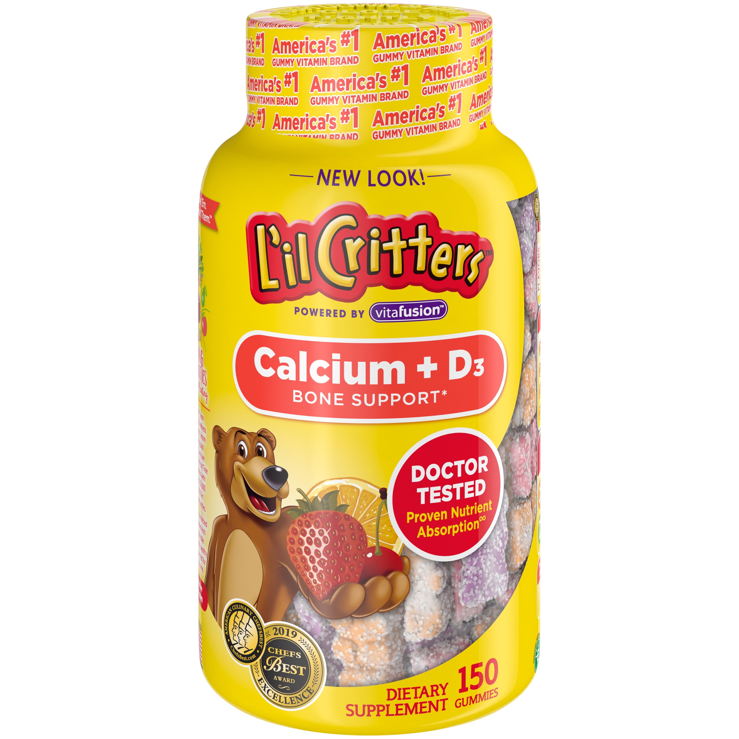 L’il Critters Calcium + D3 Daily Gummy Supplement for Kids, for Bone ...
