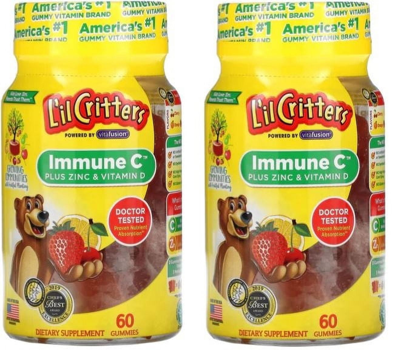 L'il Critters, Immune C Plus Zinc & Vitamin D, Assorted Flavors, 60 ...