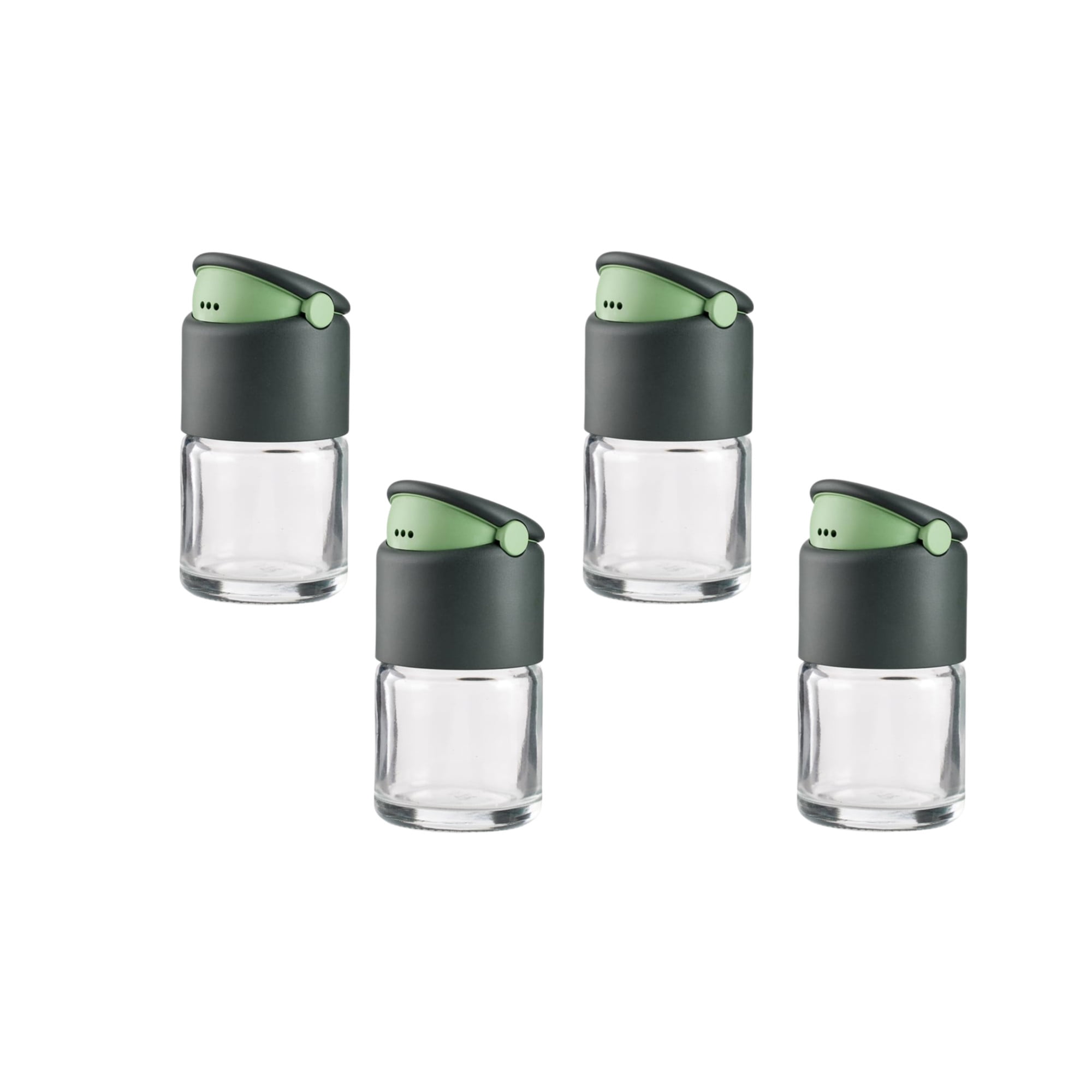 Lékué 2.7oz Shaker Spice Jar (Set of 4) - Clear Glass Spice Container ...