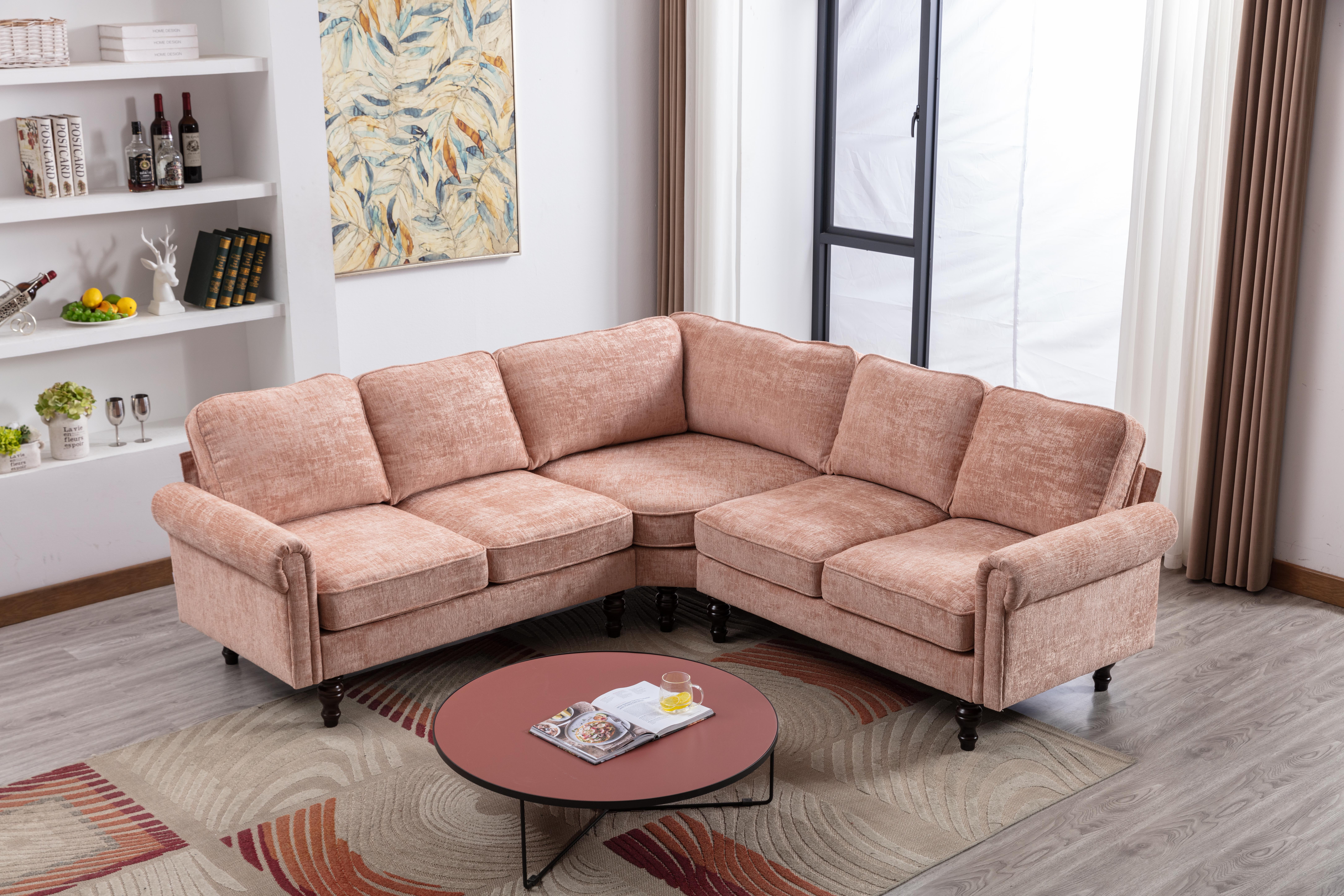 L-shaped Accent Sofa Set, Modern Upholstered Living Room Sofa Couch ...