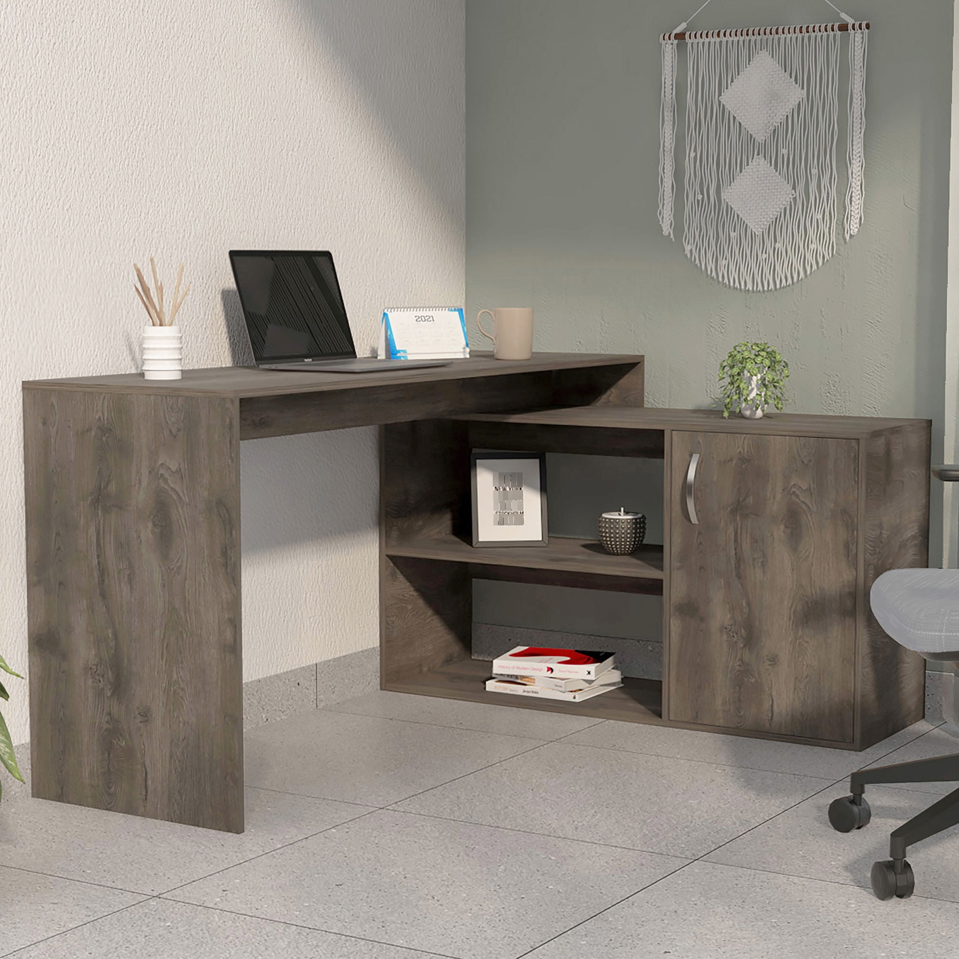 L-shaped Design Writing Desk+Two Shelves Storage”-“Home Office/Study ...