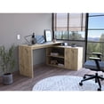 L-shaped Desk With Right Return, Oak Finish, 59" Wide Spacious Top, 2 ...