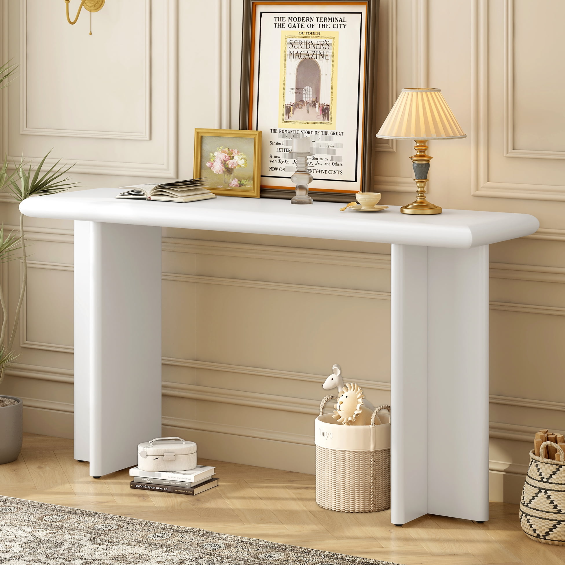 L-shaped Legs Entryway Table. Construction. Space Saving Design. Modern ...