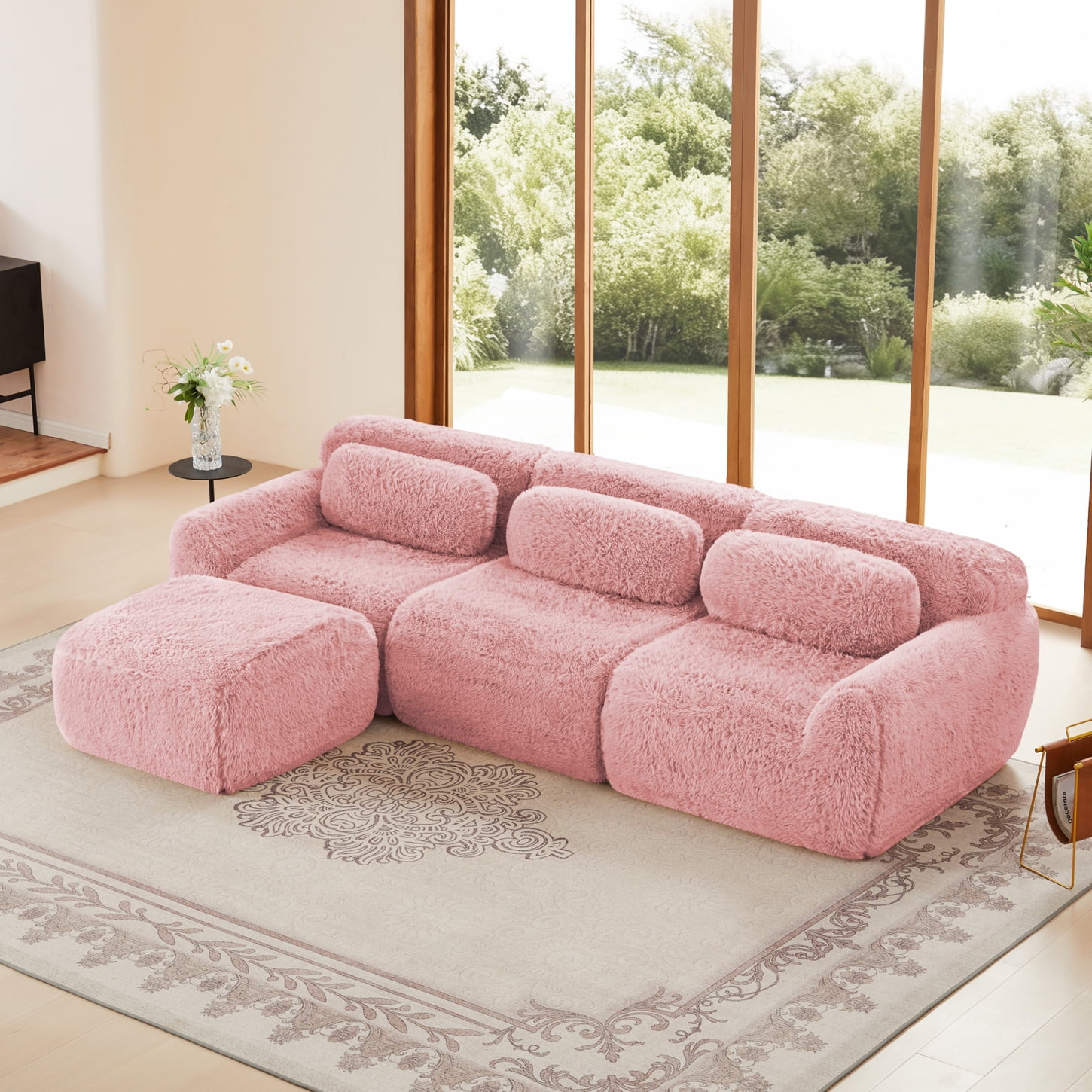 L-shaped Modular Sectional Sofa with Back Cushion, Soft Fluffy Couches ...