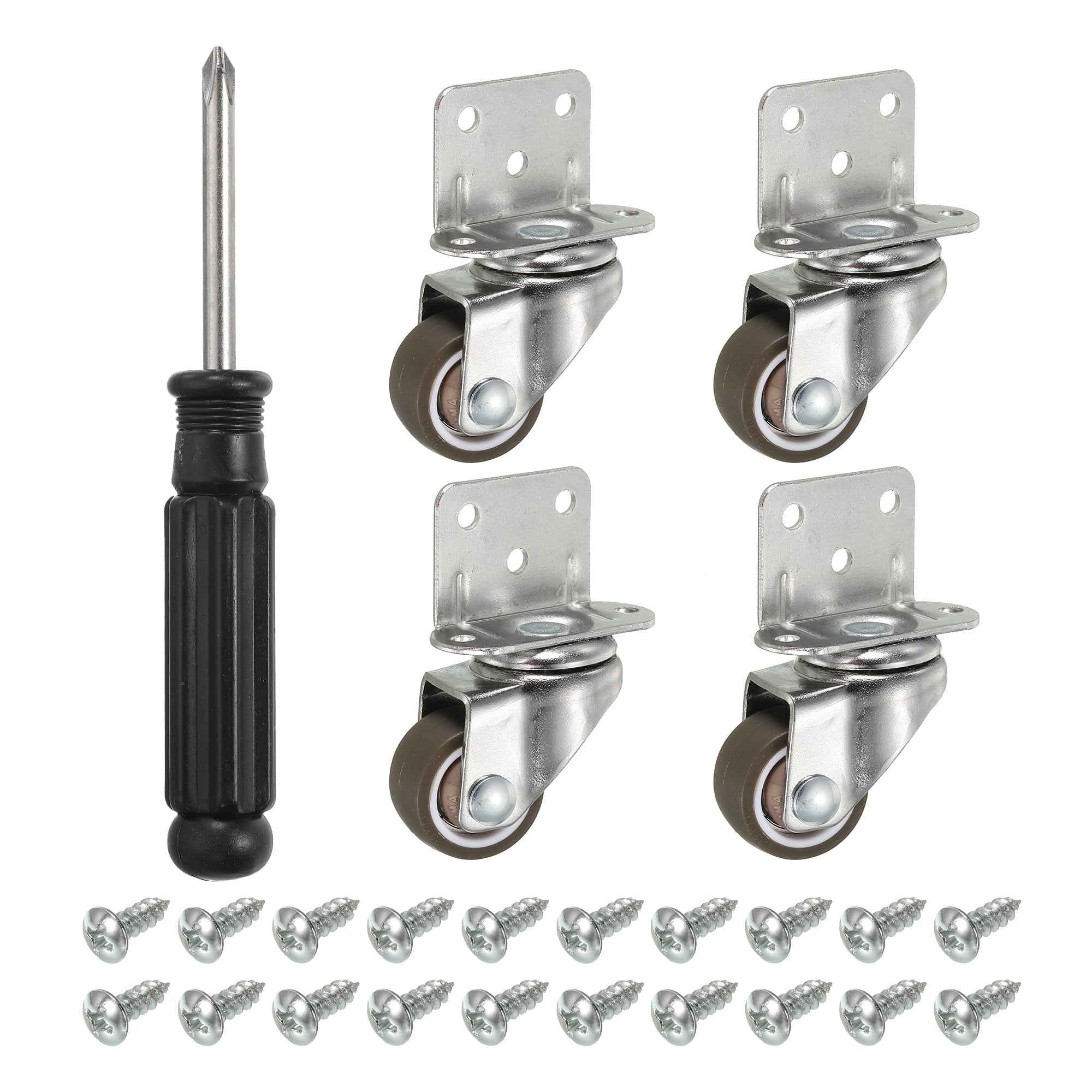 L-shaped Plate Swivel Caster Wheel 1", 4 Pack TPE Side Mount Roller ...