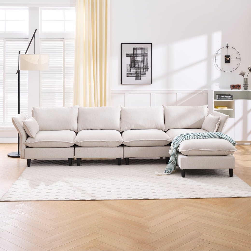 L-shaped Sectional Sofa Couches, Upholstered Modular Sectional Sofa ...
