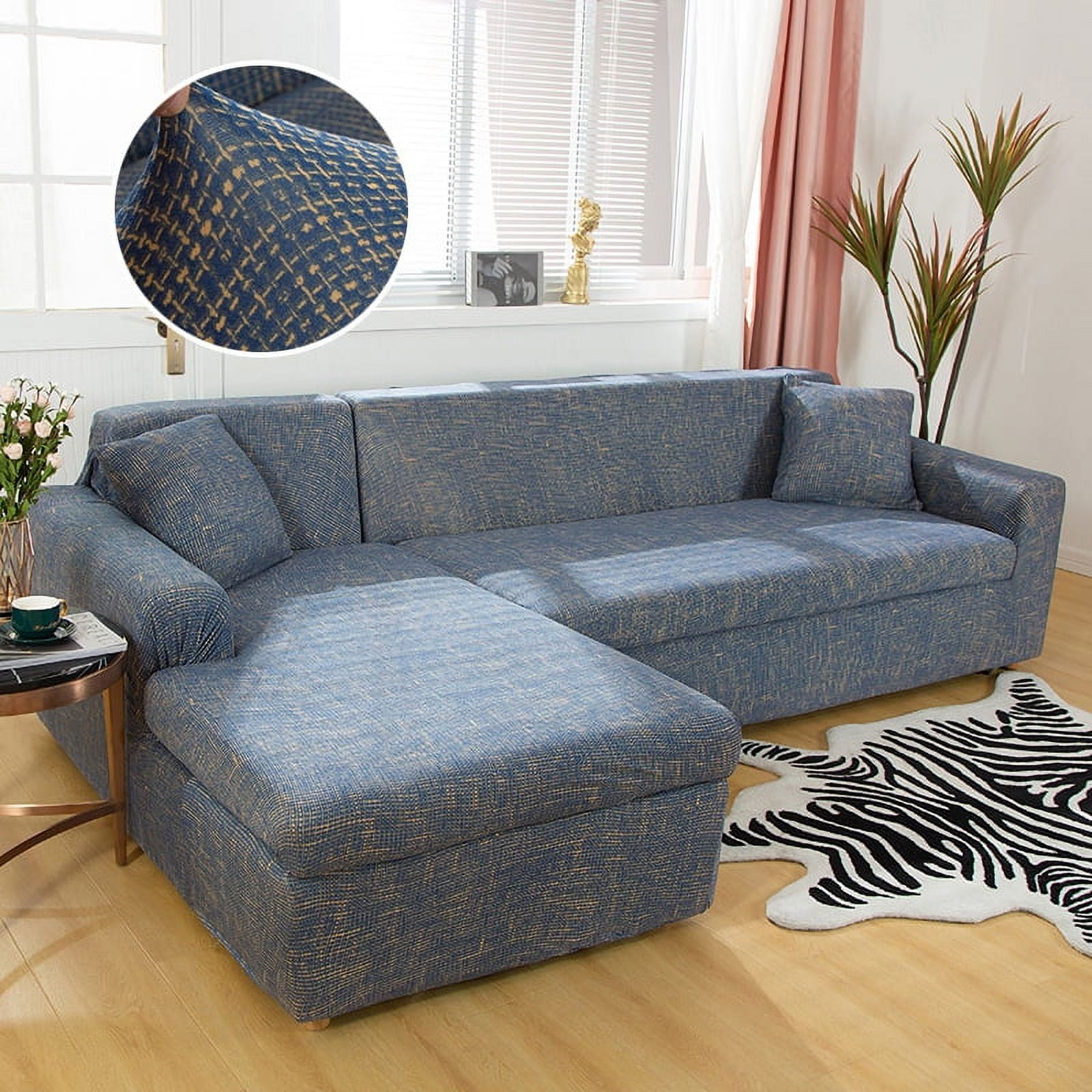 L-shaped chaise longue Sofa Need Order 2Pieces Cover Plaid Sofa Cover ...