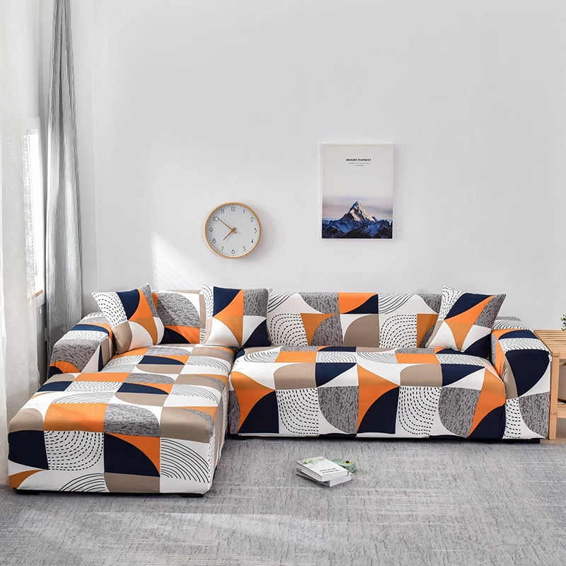 L-shaped chaise longue Sofa Need Order 2Pieces Cover Plaid Sofa Cover ...